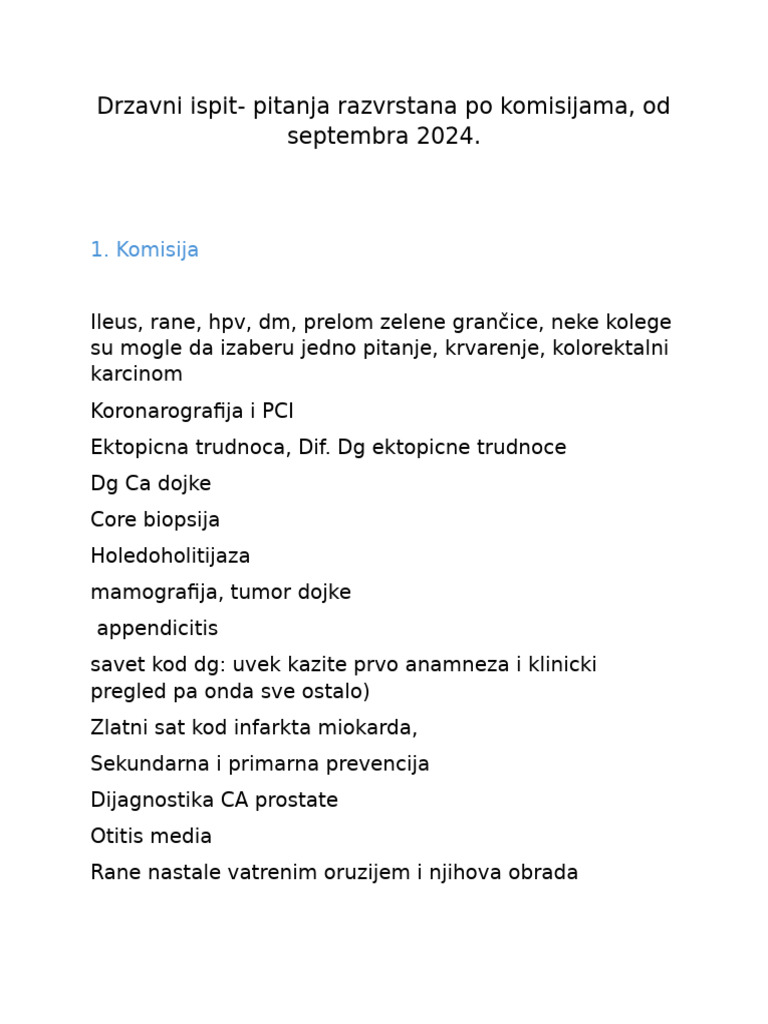 Drzavni Ispit, Razvrstana Pitanja Po Komisijama, Od Sept 2024._375afab6-4e3d-44a3-8044 ...