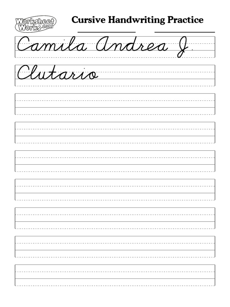 WorksheetWorks Cursive Handwriting Practice 1 | PDF