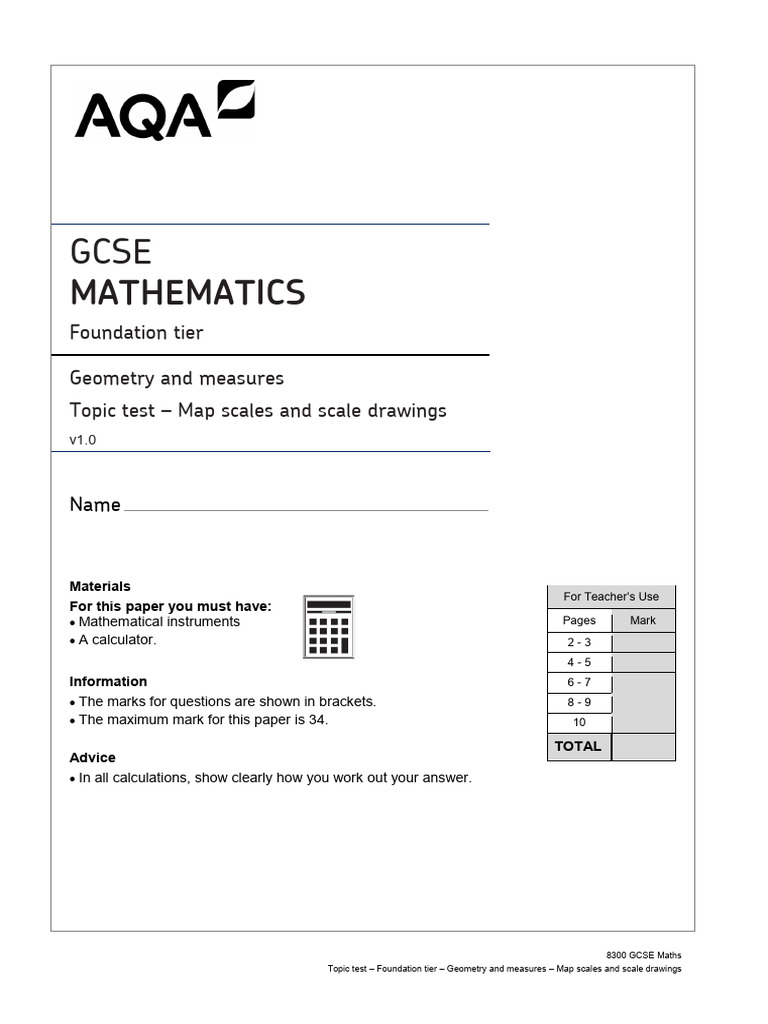 Map Scales and Scale Drawings (Foundation) (AL) v1 | PDF | Length | Map