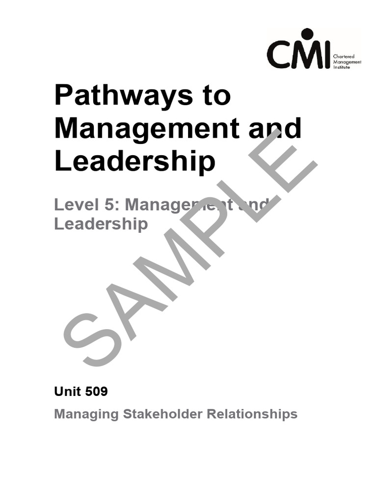 Cmi Level 5 Management and Leadership Sample Workbook Unit 509 | PDF ...