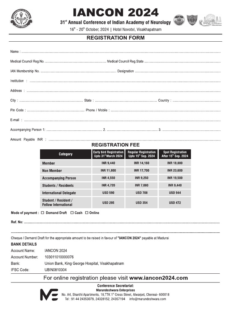 Registration Form IANCON 2024 | PDF