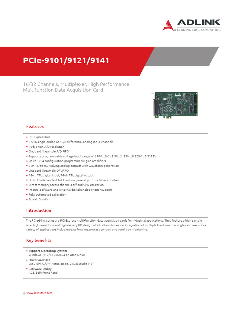 PCIe 9101 9121 9141 - Datasheet | PDF | Data Acquisition | Analog To Digital Converter