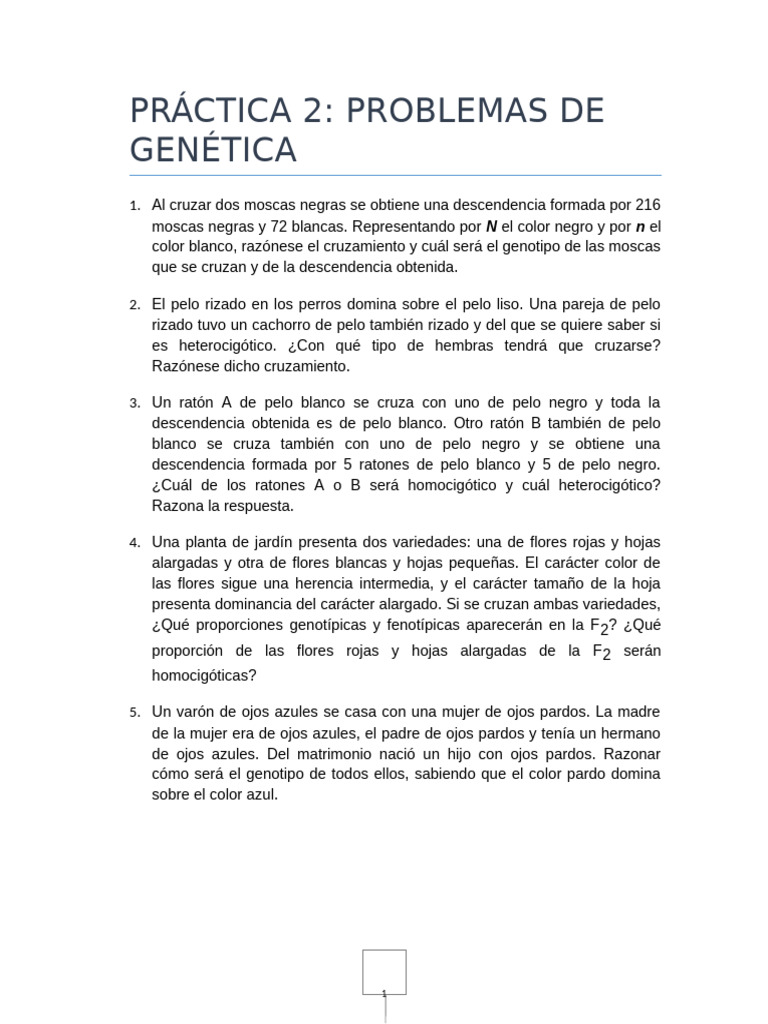 Problemas de Genética y Herencia Mendeliana | PDF | Dominancia ...