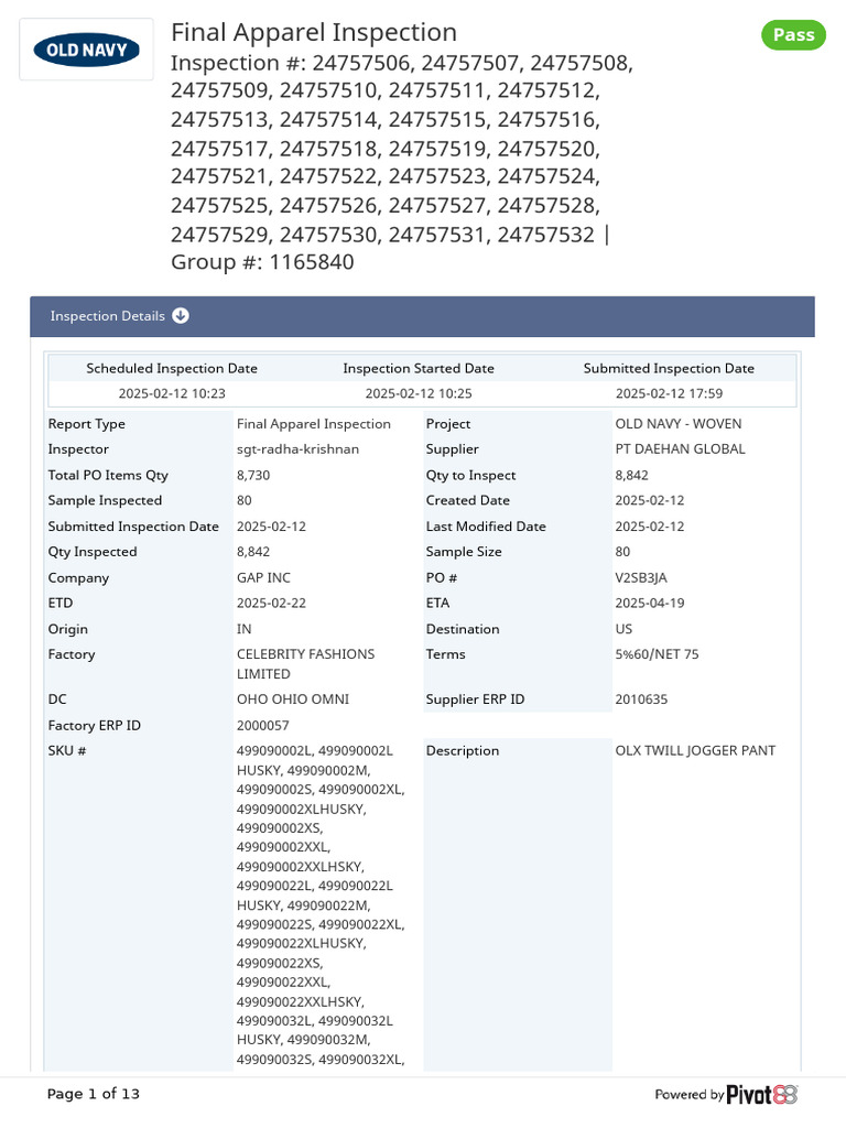 Inspection 24757506 En | PDF | Seam (Sewing) | Clothing