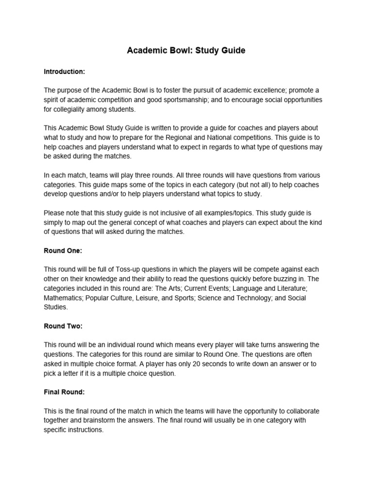 Academic Bowl Study Guide | PDF | Geometry