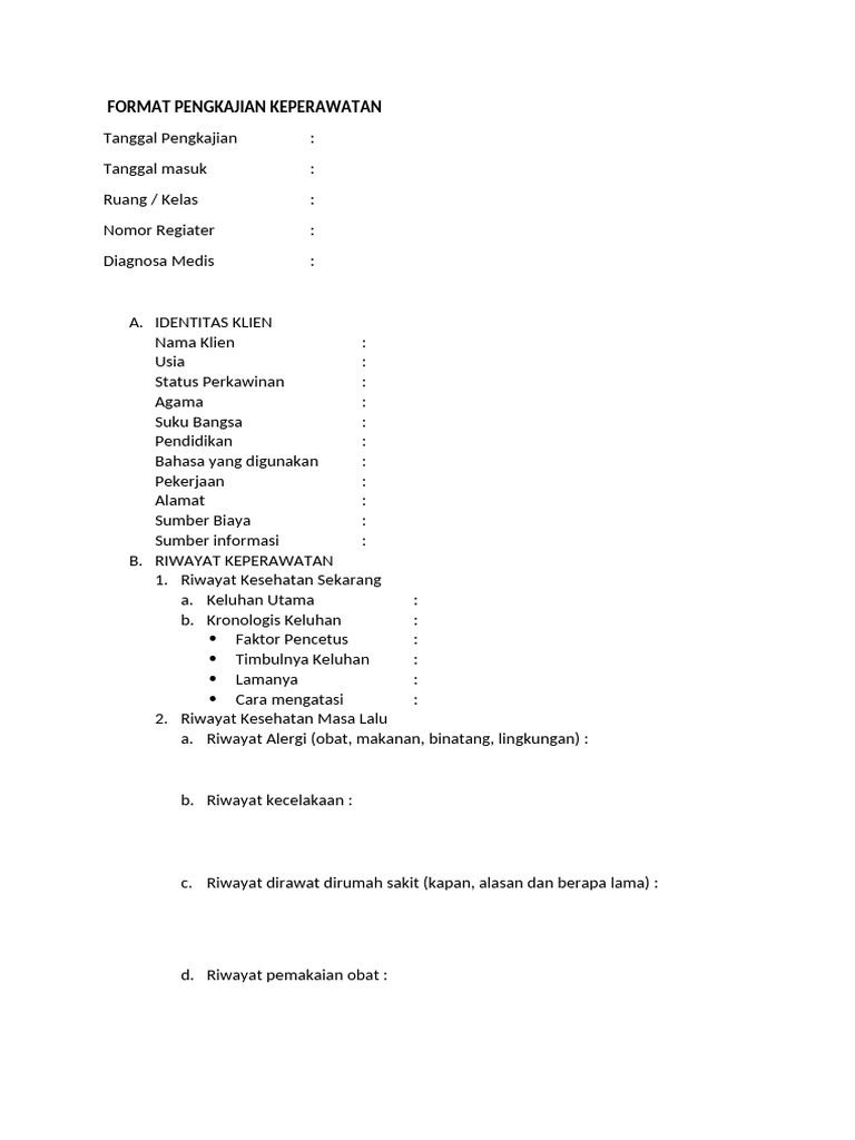 Format Pengkajian Keperawatan | PDF