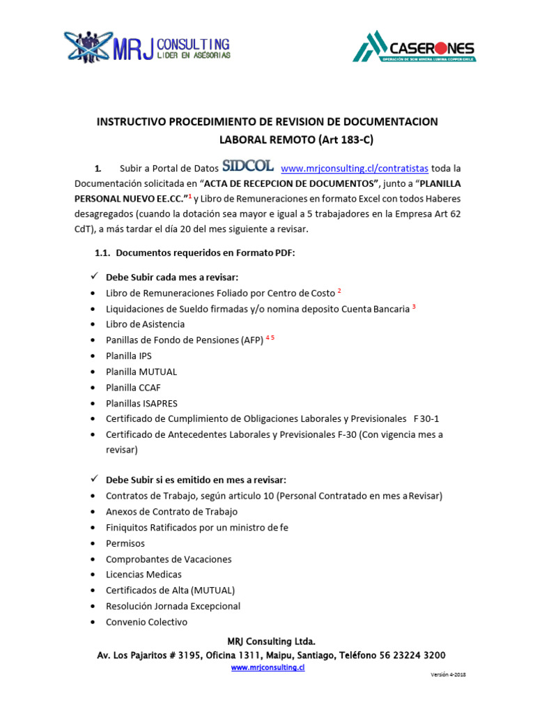 INSTRUCTIVO CONTROL REMUNERACIONAL MRJ REMOTO Rev.4 | PDF