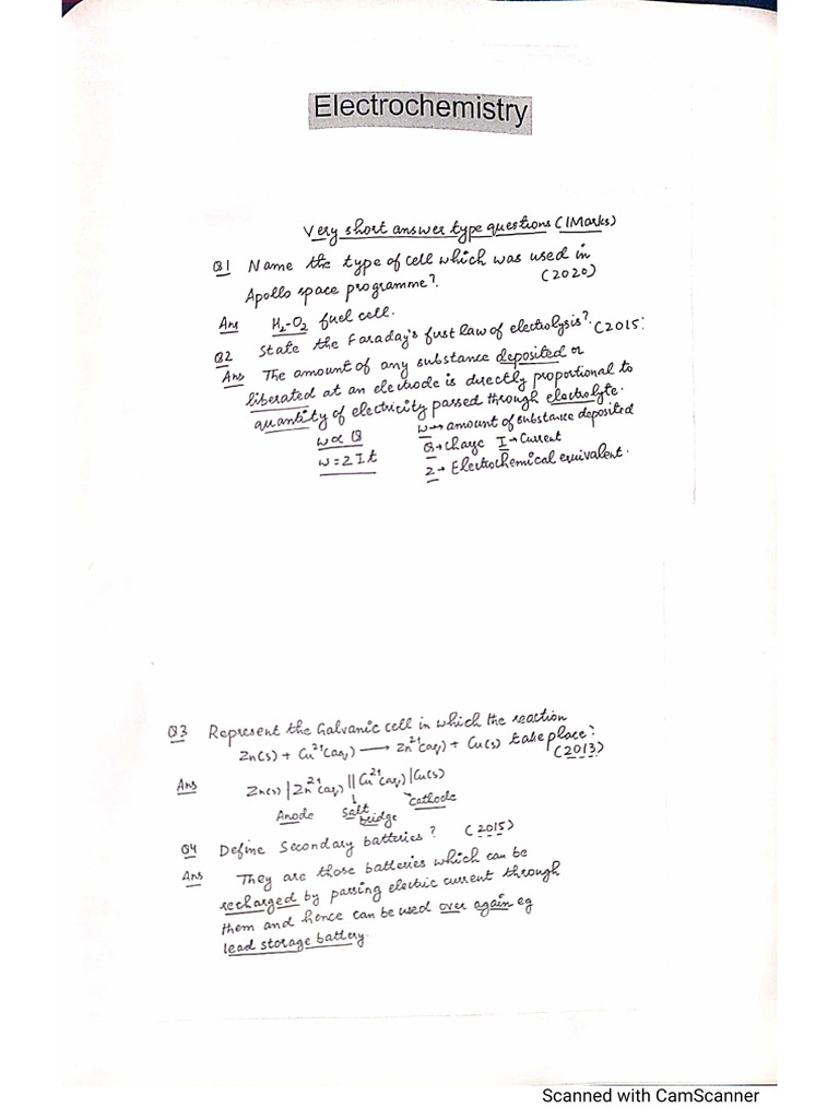 Electrochemistry Pyq | PDF