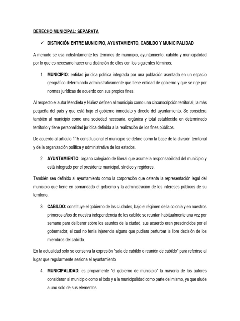 Definición y Caracterización del Municipio | PDF | Gobierno local ...