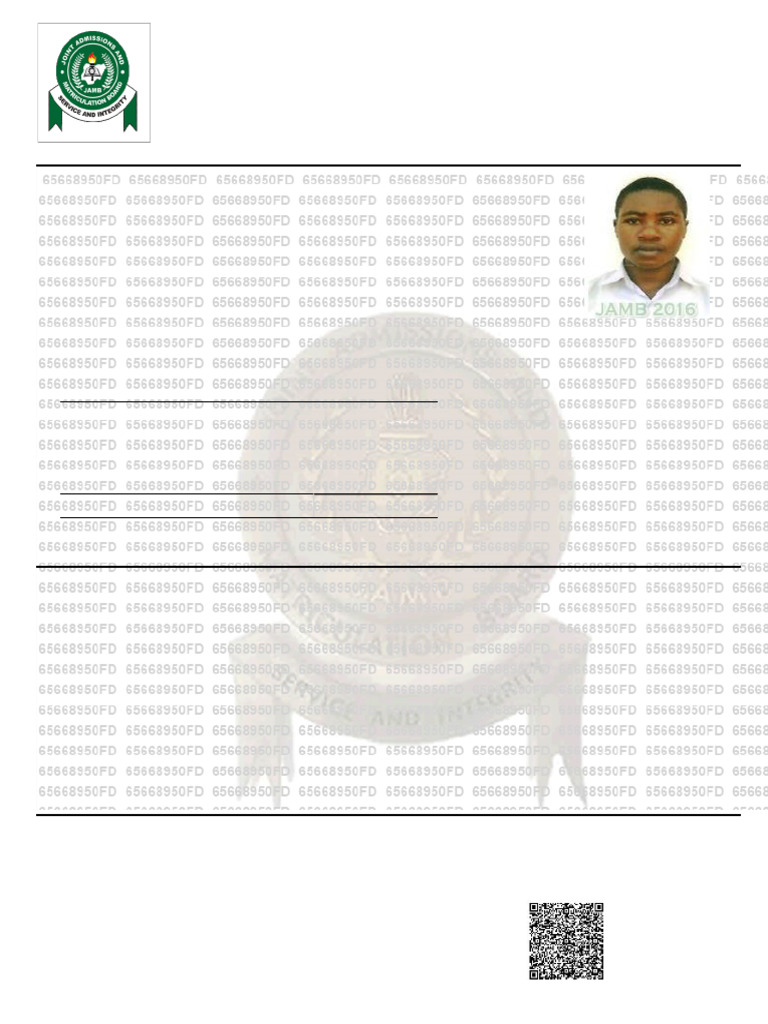 UTME 2016 Result Slip Overview | PDF | Qualifications | Student ...