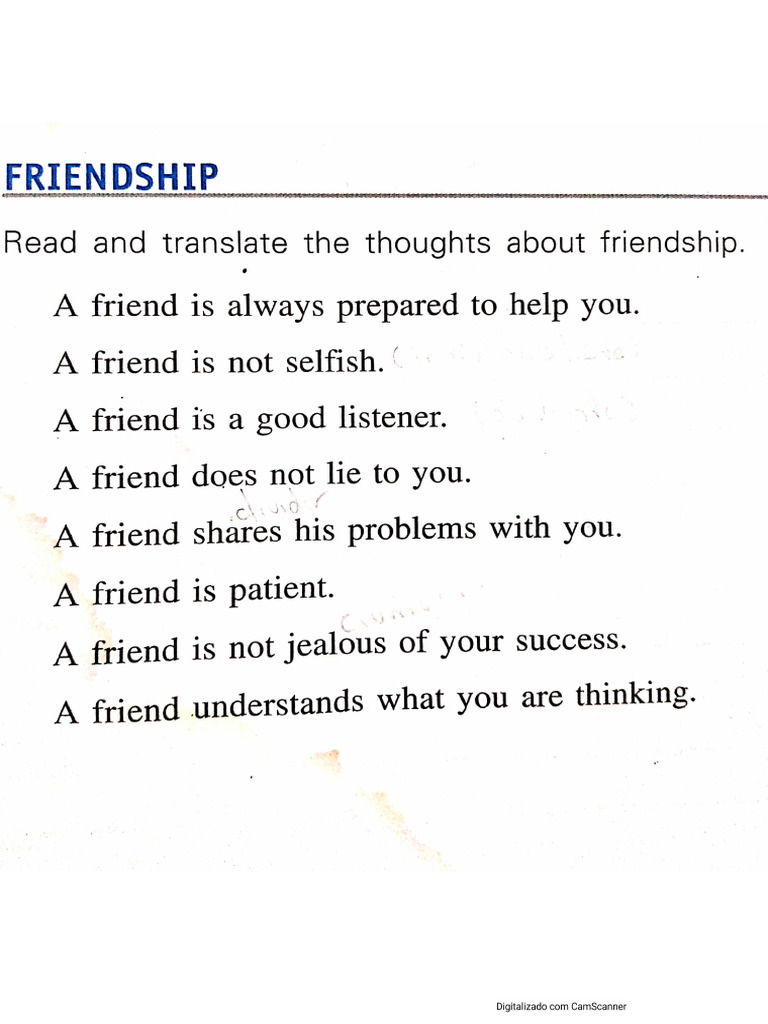 Friendship 6 º Ano | PDF