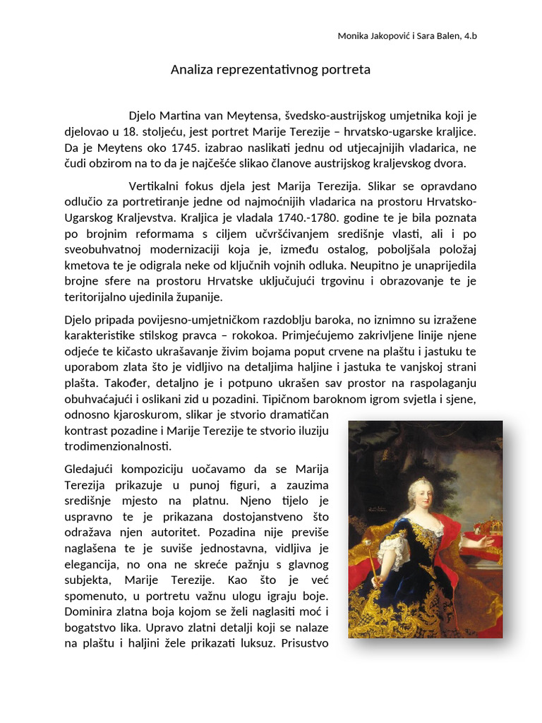 Analiza Reprezentativnog Portreta | PDF