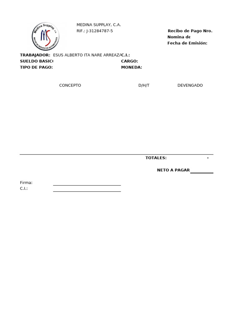 Formato Recibo de Bono | PDF