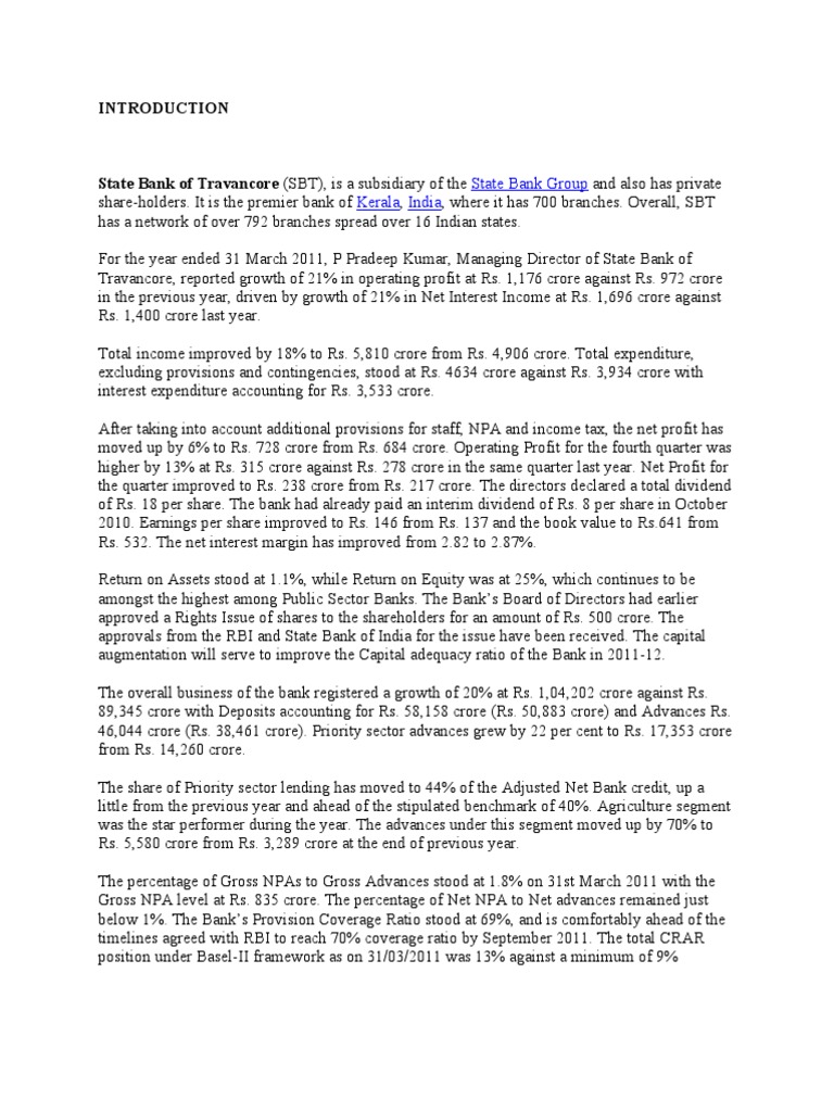Introduction of SBT | PDF | Dividend | Banking