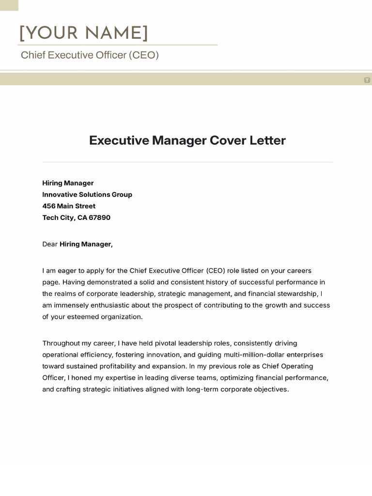 Executive Manager Cover Letter | PDF