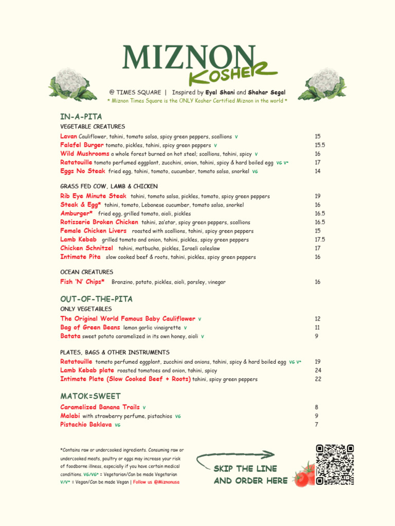 Miznon Times SQ - Menu 2024 - W_bleed _001 | PDF | Pickling | Food And ...