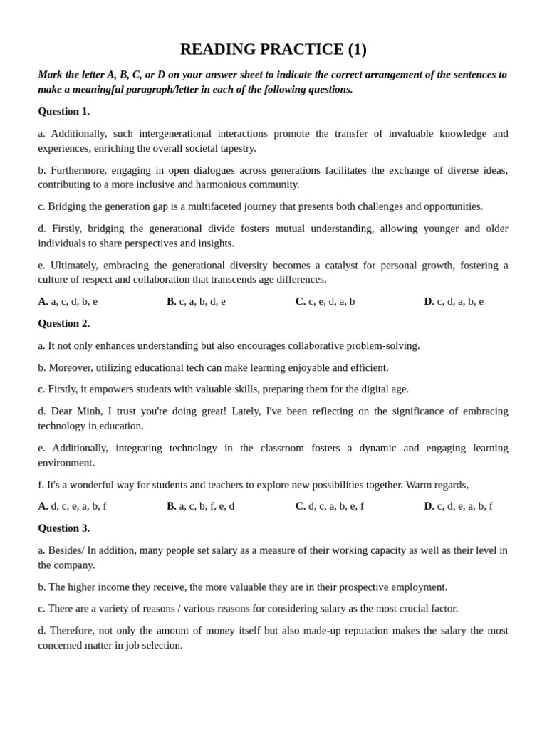 READING PRACTICE | PDF | Learning