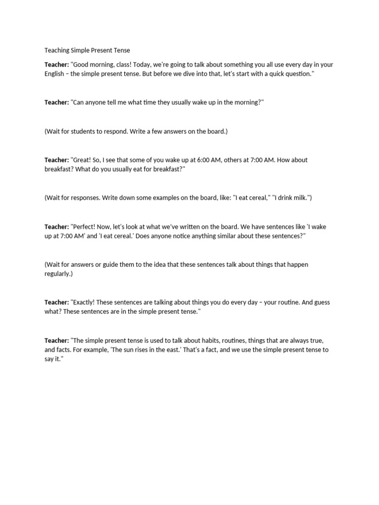 Teaching Simple Present Tense | PDF | Noun | Verb