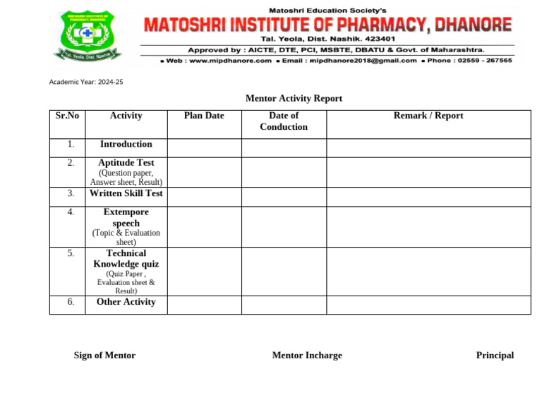 Mentor Activity Report-1 | PDF