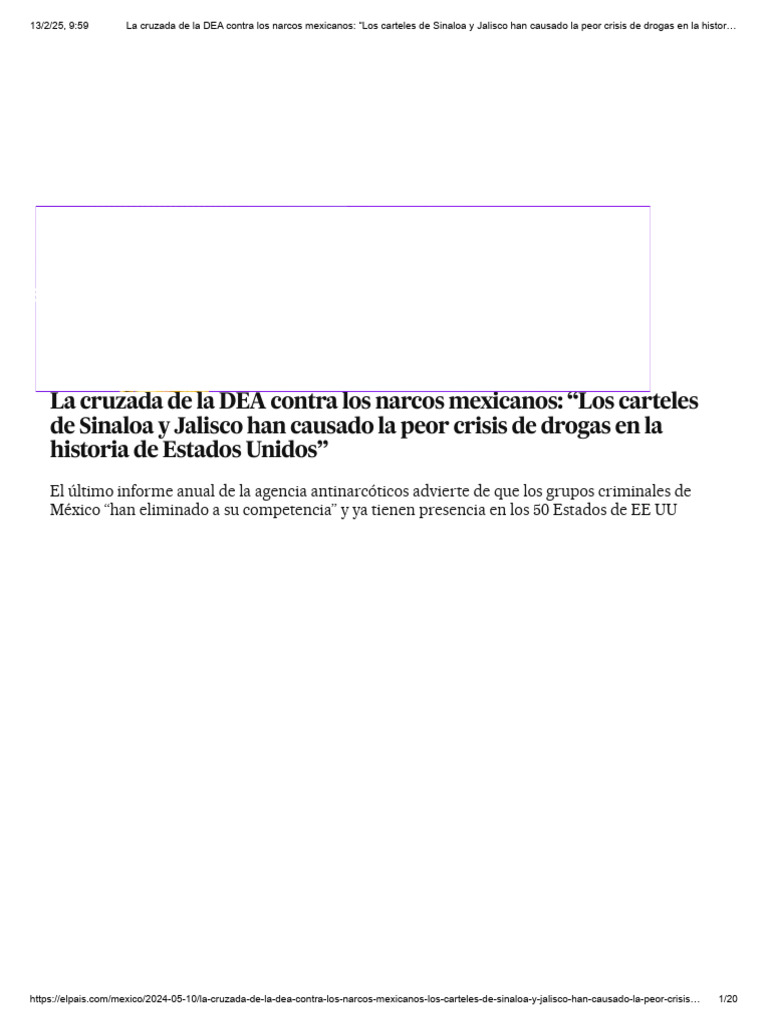 La Cruzada de La DEA Contra Los Narcos Mexicanos - "Los Carteles de Sinaloa y Jalisco Han ...