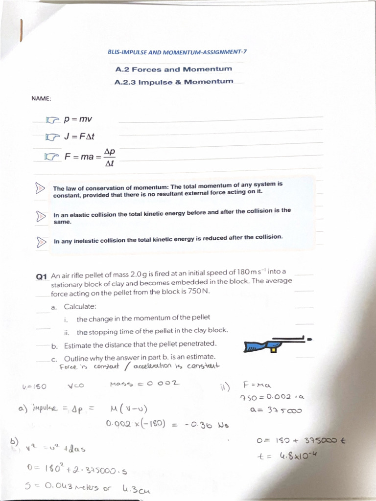 Blis-Impulse and Momentum-Assignment-7 (21 Nov 2024 at 2338) | PDF