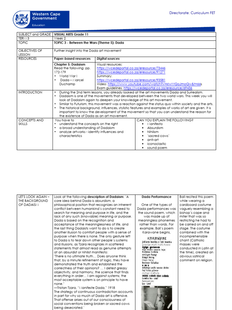 Visual Arts Grade 11 Term 3 Week 2 - 2020 | PDF | Works Of Art | The Arts