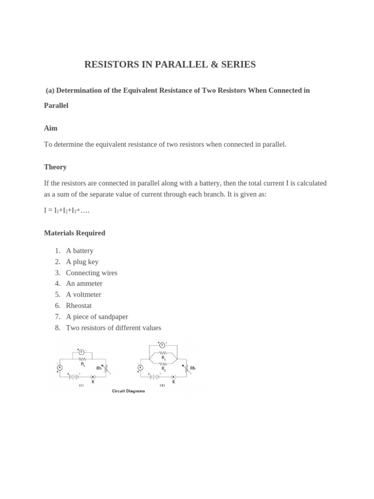 Equivalent Resistance: Series & Parallel Resistors | PDF | Series And ...