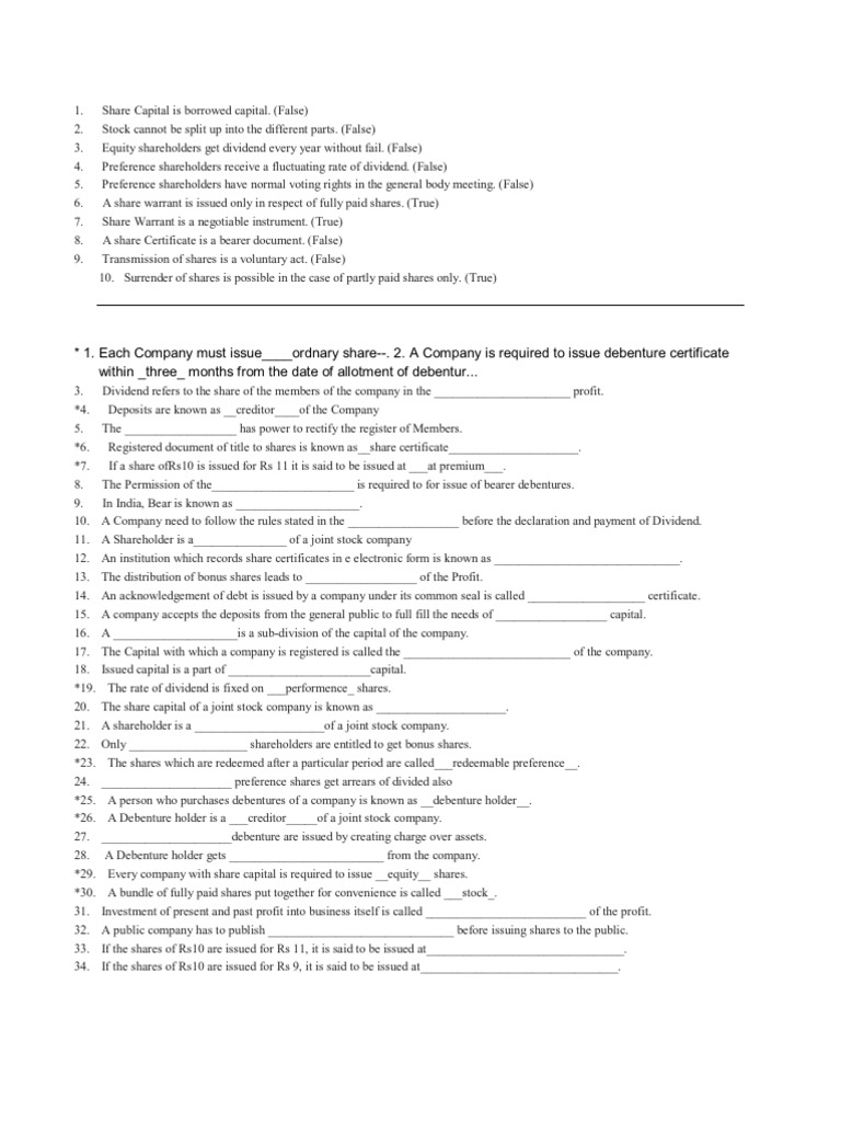 Each Company Must Issue - Ordnary Share - 2. A Company Is Required To ...