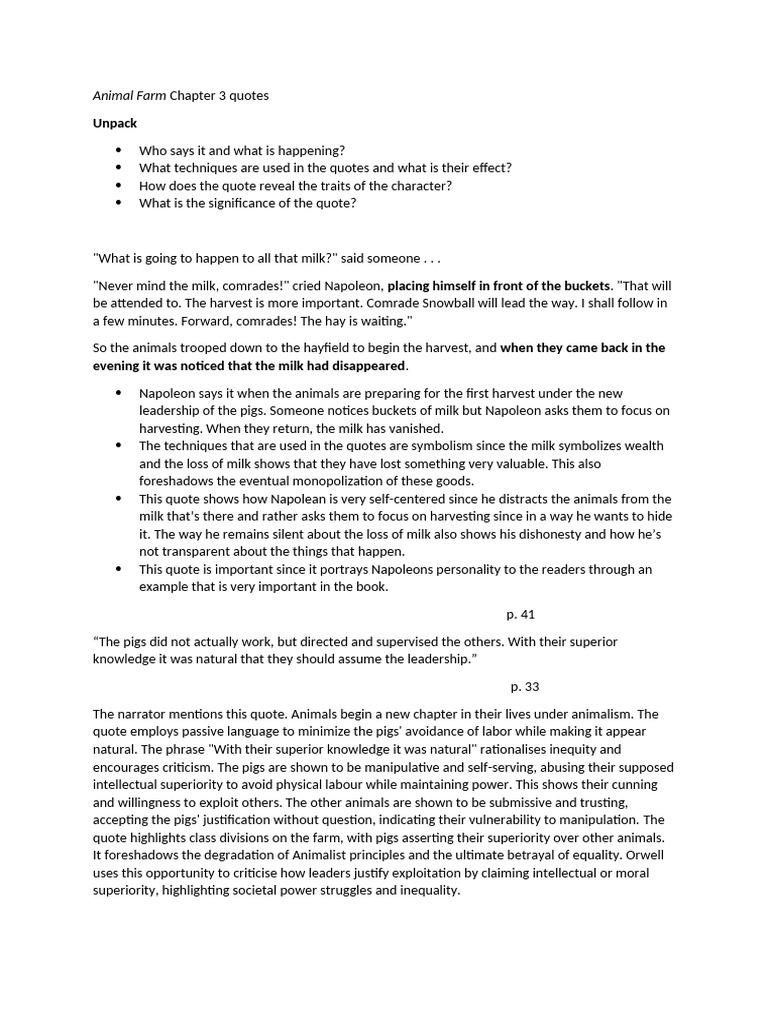 Animal_Farm_Chapter_3_quotes | PDF | Social Psychology