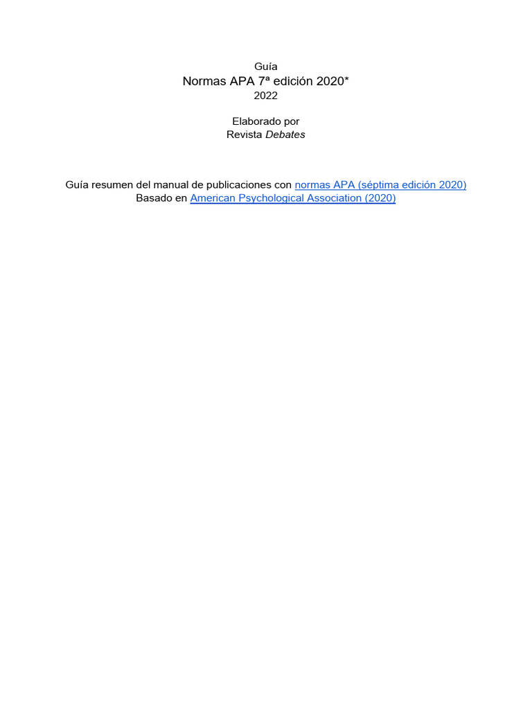 Normas APA para Debates | PDF | Estilo apa | Wikipedia