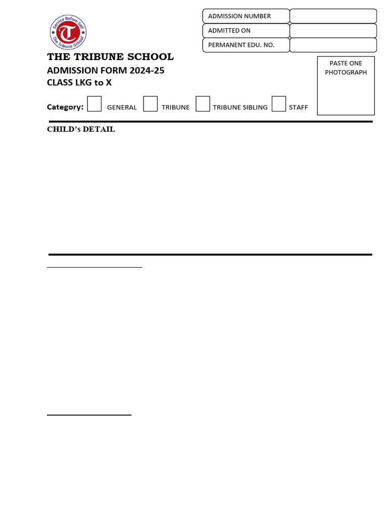 LKG to X New Admission Form 2024 25(1) | PDF | Birth Certificate ...