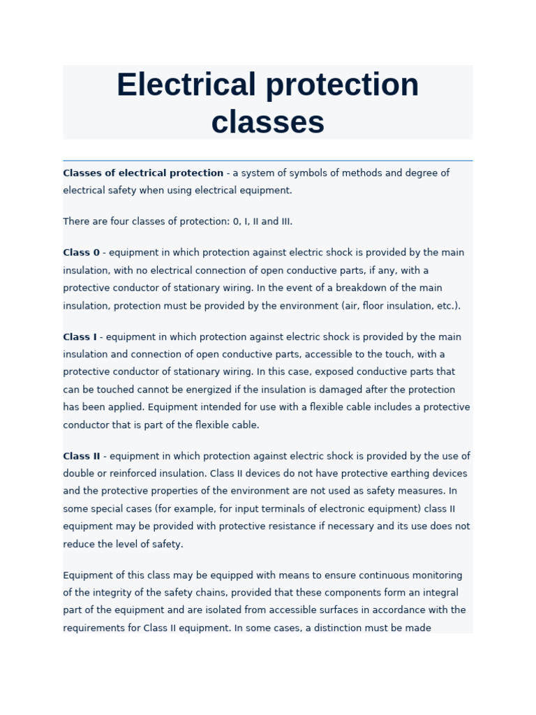 Electrical Protection Classes | PDF | Insulator (Electricity ...