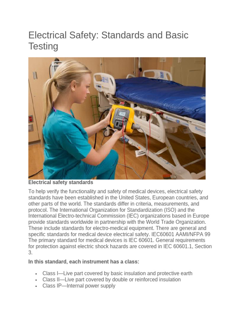 Medical Device Electrical Safety Standards | PDF | Electricity ...