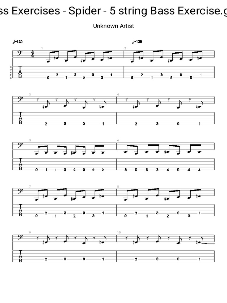 Bass Exercises - Spider - 5 String Bass Exercise | PDF