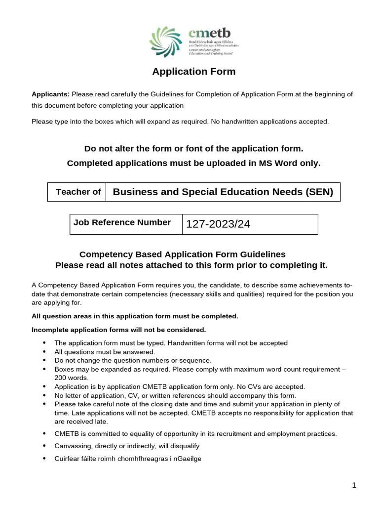 Competency-Based Teacher Application Form | PDF | Learning | Reading ...