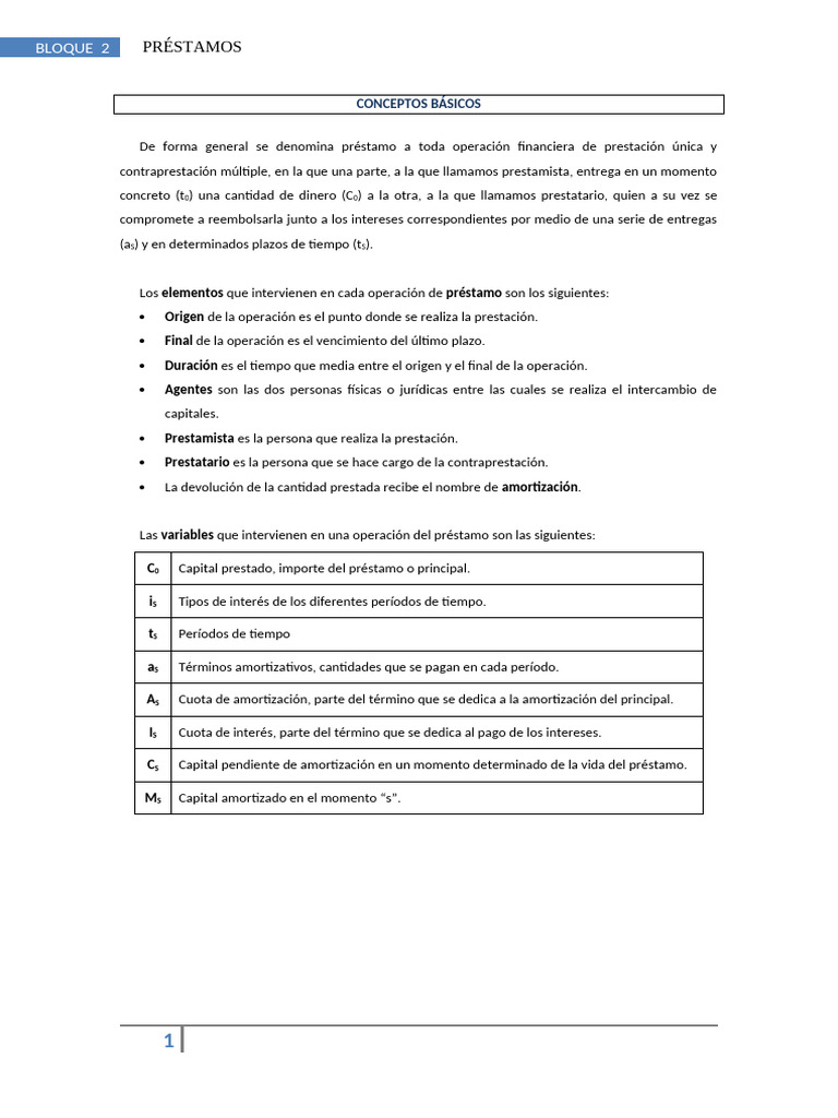 Conceptos Básicos de Préstamos | PDF | Interés | Bancario