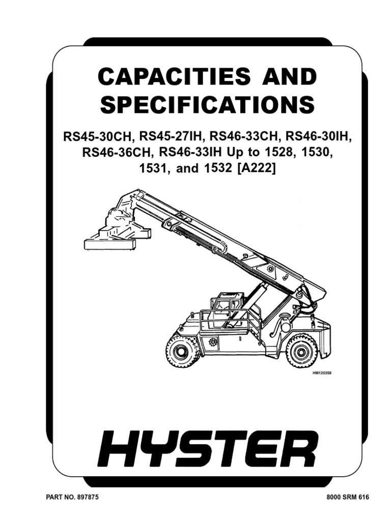 Hyster A222 (Rs45-27ih, Rs45-30ch Rs46-30ih, Rs46-33ch, Rs46-33ih, Rs46 ...
