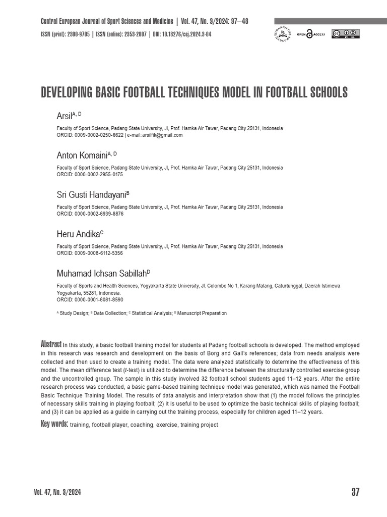 Football Technique Training Model for Kids | PDF | Student's T Test ...