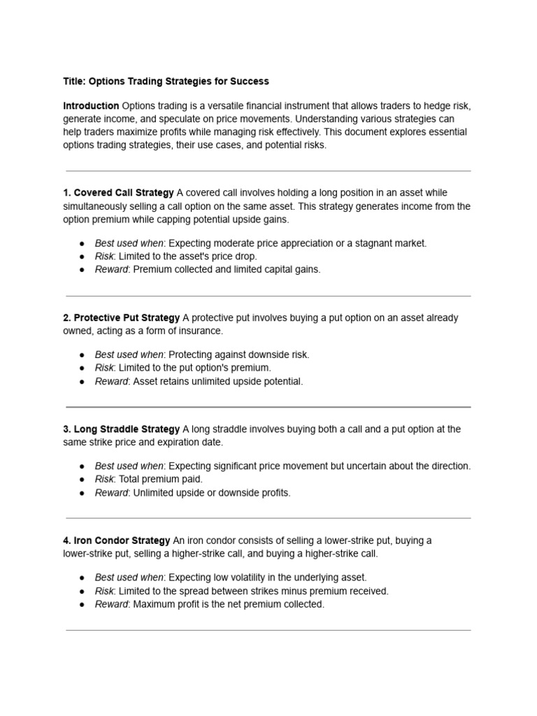 Title_ Options Trading Strategies for Success | PDF | Option (Finance ...