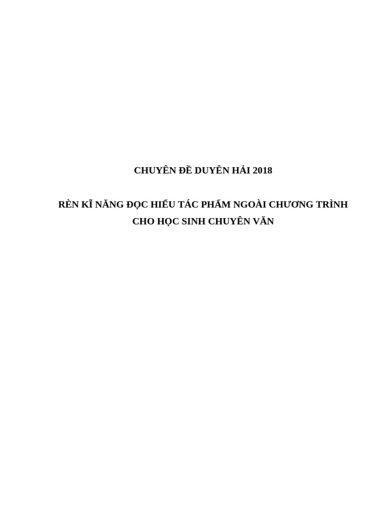 CHUYÊN ĐỀ HƯỚNG DẪN GIẢNG DẠY TÁC PHẨM NGOÀI CHƯƠNG TRÌNH CHO HS CHUYÊN VĂN | PDF