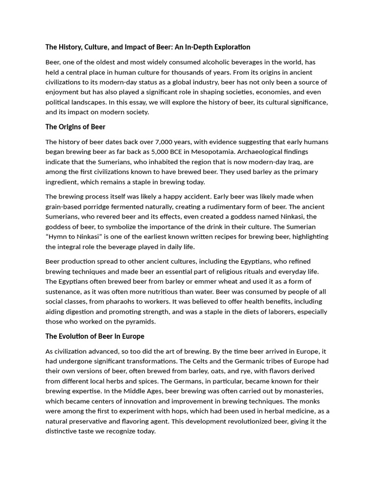History of Beer | PDF | Beer | Brewing