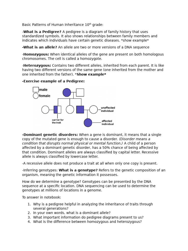 Basic Patterns of Human Inheritance | PDF