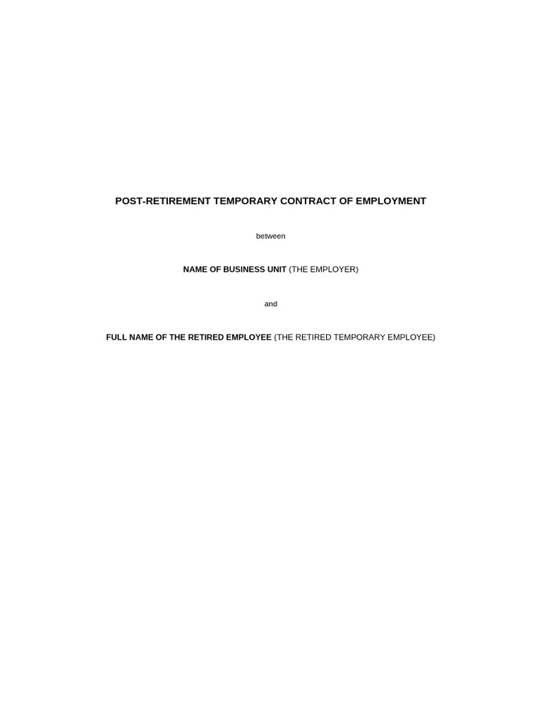 Post-Retirement Employment Contract New | PDF | Employment | Salary