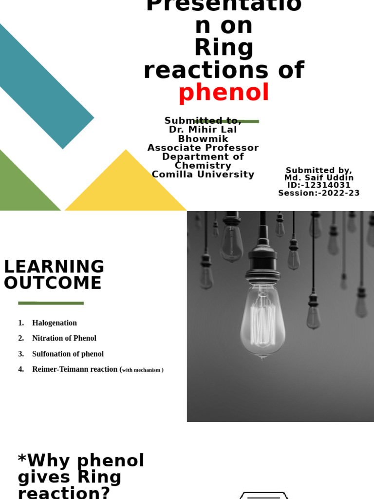 Reaction of phenol | PDF | Chemical Reactions | Acid
