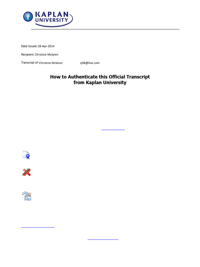 Official Transcript: How To Authenticate This Official Transcript From ...