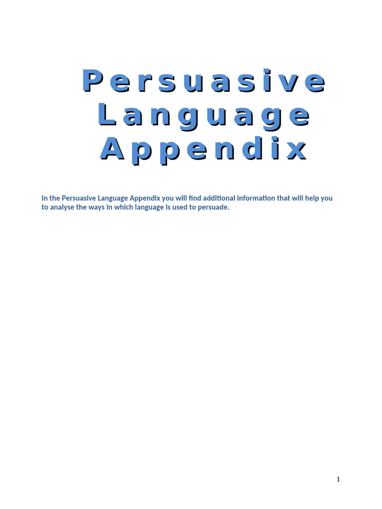 Persuasive Language Apendix 2024 | PDF | Narration | Narrative