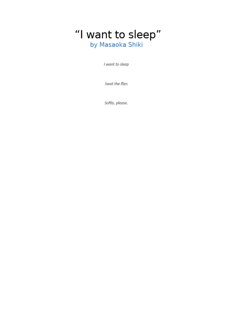 I Want To Sleep | PDF
