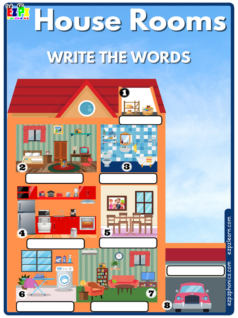 House Rooms Vocabulary Write the Words | PDF