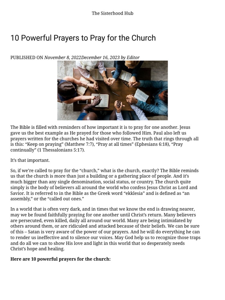 10 Powerful Prayers for the Church | PDF | Prayer | Jesus