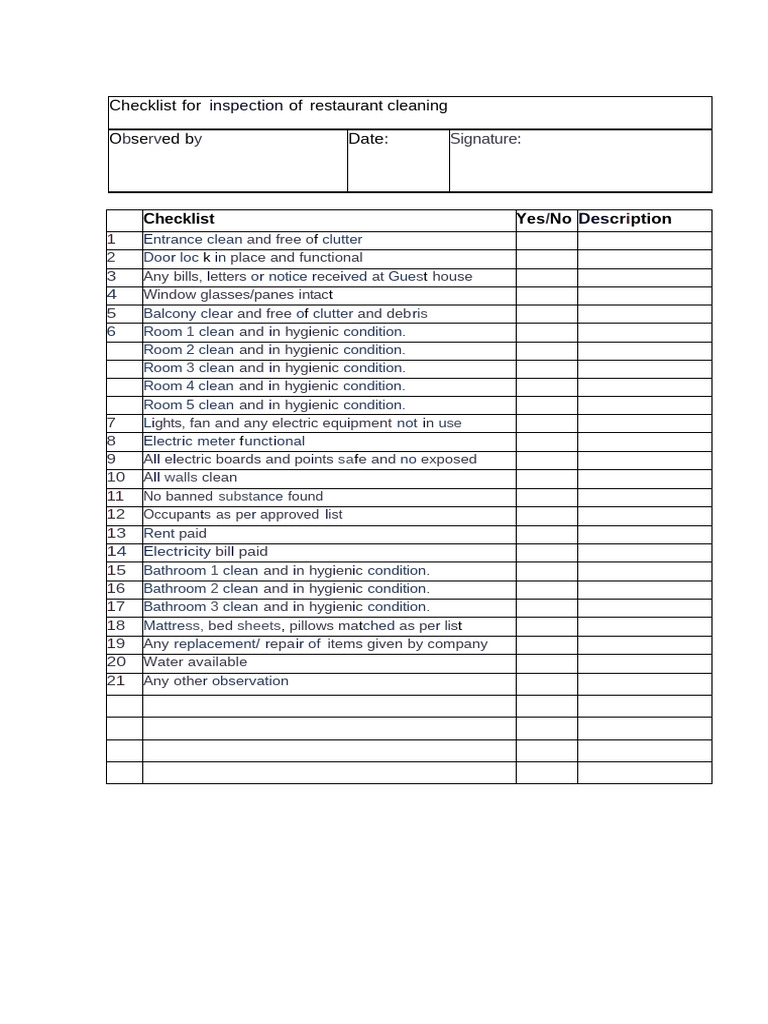 Checklist Accommodation | PDF